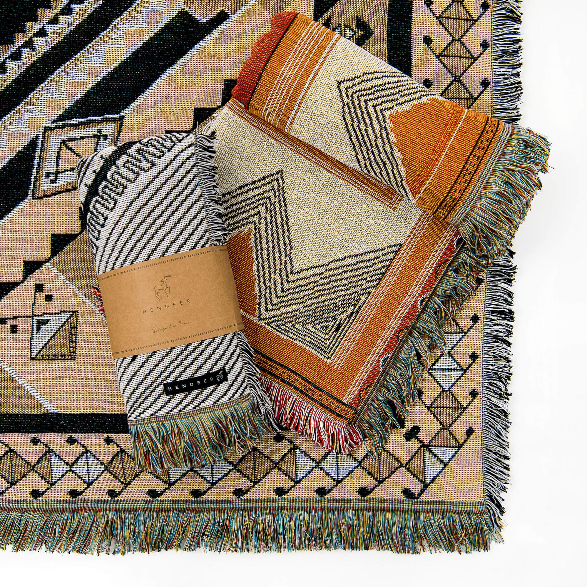Come Together' Boho Geometric Woven Cotton Throw Rug & Picnic Blanket ...