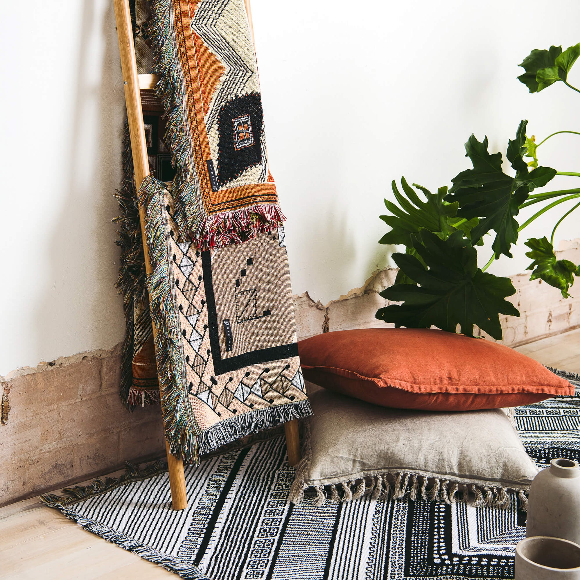 Come Together' Boho Geometric Woven Cotton Throw Rug & Picnic Blanket ...